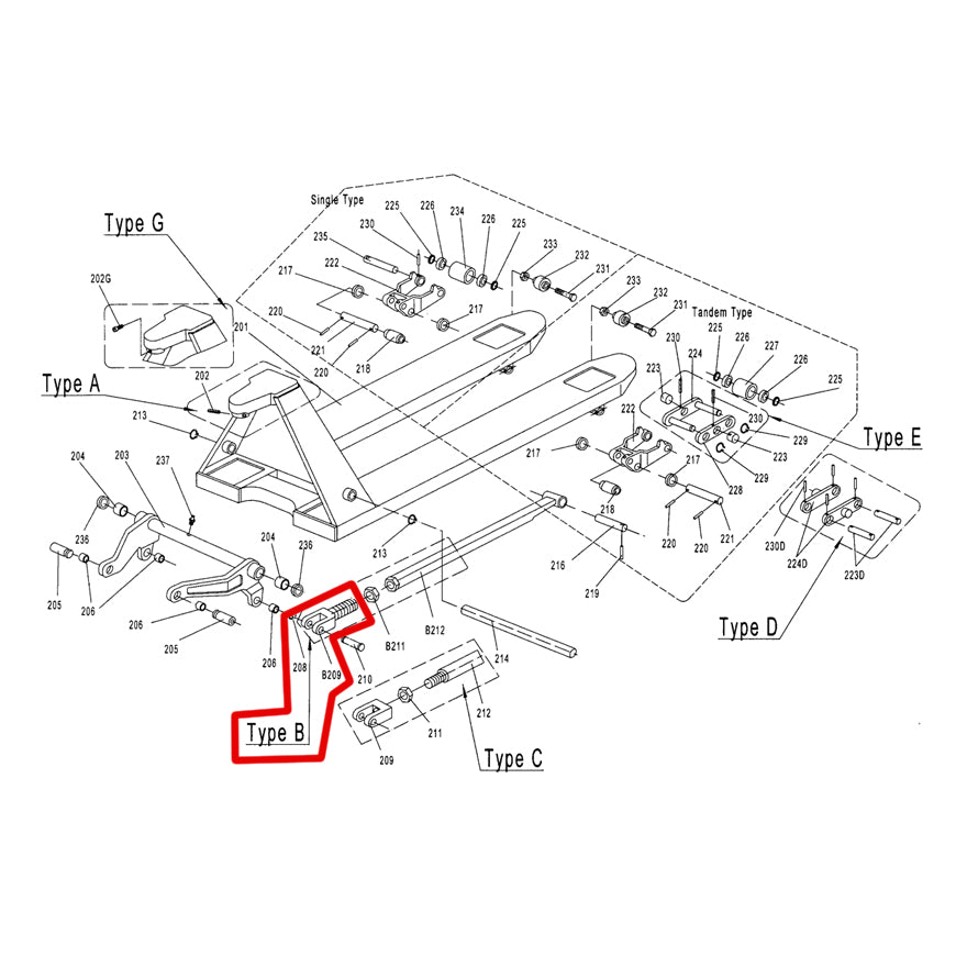 Noblelift AC Push Pull Rod Clevis B209 (Type B) – PalletTruckParts